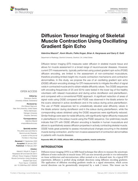 Pdf Diffusion Tensor Imaging Of Skeletal Muscle Contraction Using