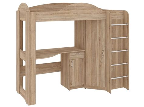 Дитяче двоярусне ліжко горище з тумбою та столом зручною драбинкою та внутрішньою шафою Пєхотін