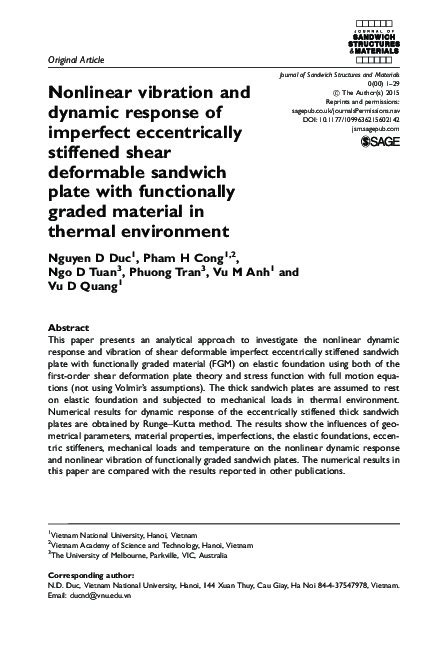 Pdf Nonlinear Vibration And Dynamic Response Of Imperfect