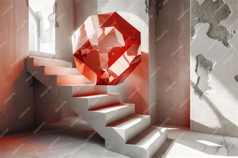 Premium Photo A Red Diamond Shaped Object Is On The Stairs