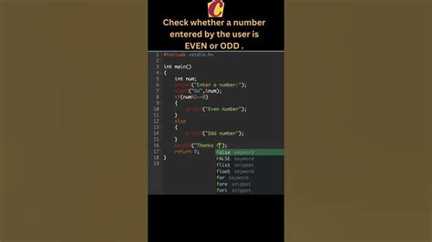Program For Checking Odd Or Even Number In C Language Shorts Youtube