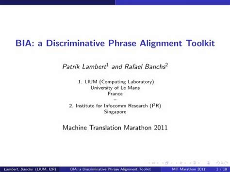 PDF BIA A Discriminative Phrase Alignment Toolkit BIA A Discriminative Phrase Alignment