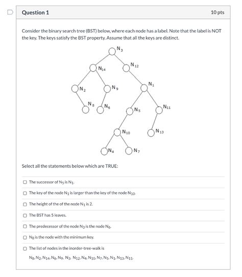 Solved Q1 Consider The Binary Search Tree Bst Below