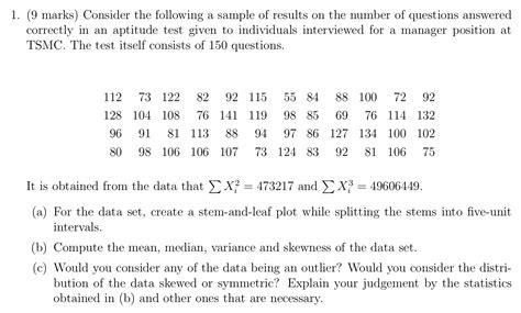 Solved 9 ﻿marks ﻿consider The Following A Sample Of