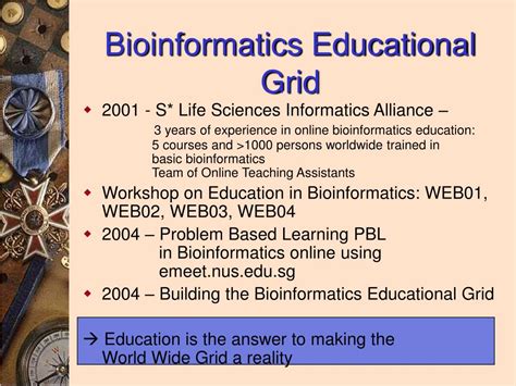 Ppt Workflow Systems In Bioinformatics And The Bioinformatics Educational Grid Powerpoint