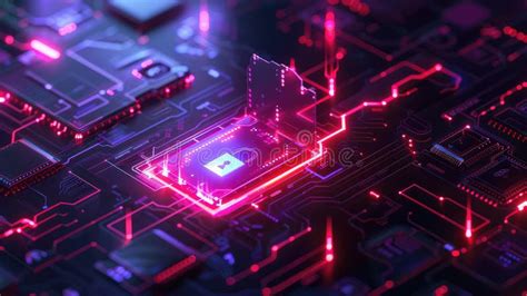 Illuminated Lock Icons Amidst Futuristic Interface Stock Illustration Illustration Of Radiant