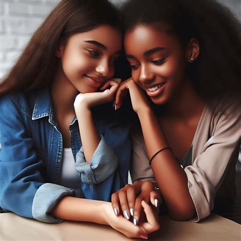 Premium Photo Two Girls Showing Love And Care For Each Other