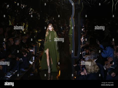 A Model Wears A Creation For Elie Saabs Ready To Wear Fall Winter 2015