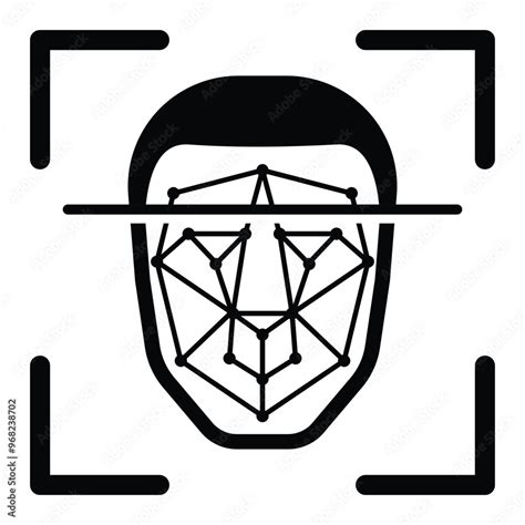 Facial Recognition Icon Identity Verification Human Face With Geometric Recognition Markings