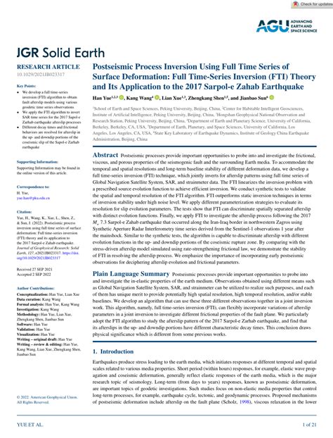 pdf postseismic process inversion using full time series of surface