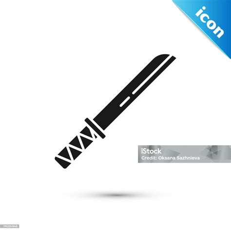 흰색 배경에 고립 된 검은 전통적인 일본 카타나 아이콘입니다 일본 의 칼 벡터 일러스트레이션 가장자리에 대한 스톡 벡터 아트 및 기타 이미지 Istock