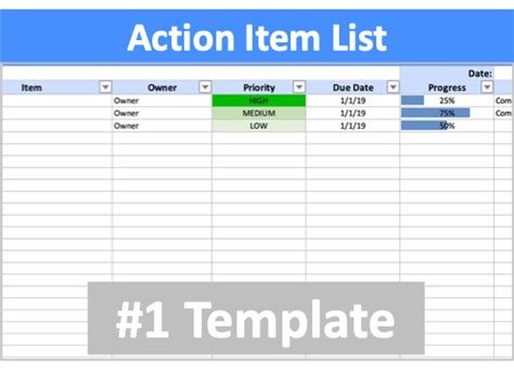 Excel Action Item Template