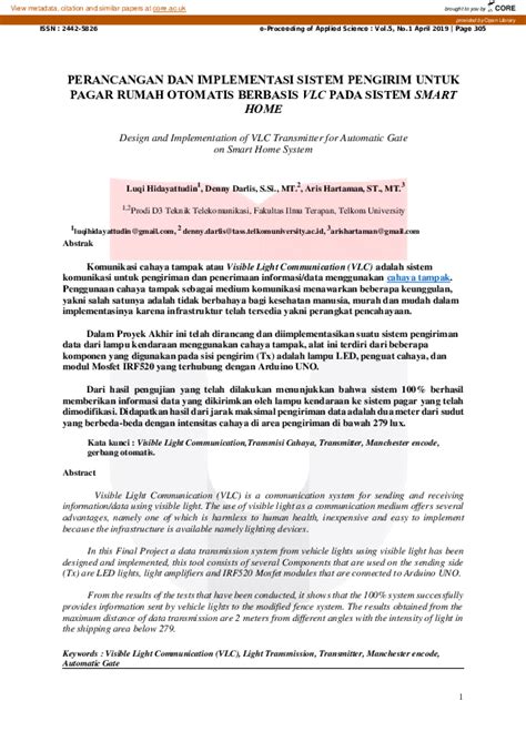 Pdf Perancangan Dan Implementasi Sistem Pengirim Untuk Pagar Rumah