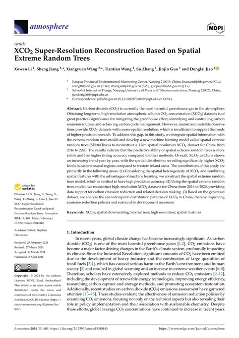 Pdf Xco2 Super Resolution Reconstruction Based On Spatial Extreme