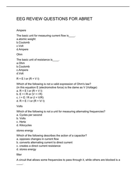 EEG REVIEW QUESTIONS FOR ABRET EEG Stuvia US