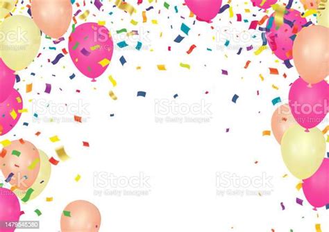 풍선과 색종이 조각이 있는 축하 배경 벡터 그림입니다 12월에 대한 스톡 벡터 아트 및 기타 이미지 12월 3차원 형태 계절 Istock