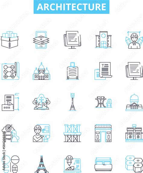 Architecture Vector Line Icons Set Structure Design Facade Building