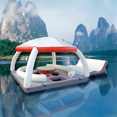 Water Platform Island With Sofa Aqua Leisure Floating Dock Yacht Dock Water Floating Pool Bar