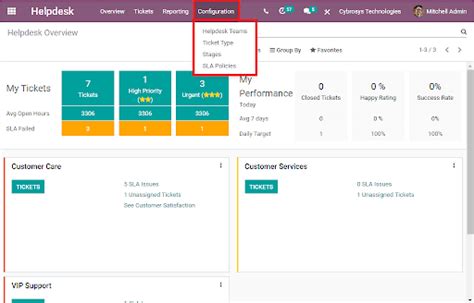 how to configure helpdesk teams in the odoo 14 helpdesk module