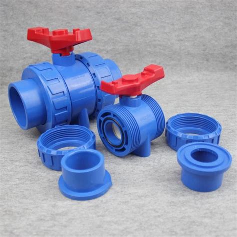 블루 Pvc 볼 밸브 유니온 밸브 Pvc 수도관 커넥터 배관 호스 피팅 슬립 차단 밸브 내경 20mm 63mm 1 개 파이프 커넥터 배관 호스 피팅 배관