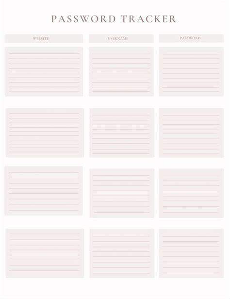 Password Keeper Password Log Password Tracker Printable Template Digital Download Happy