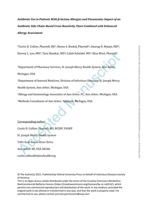 Pdf Antibiotic Use In Patients With β Lactam Allergies And Pneumonia Impact Of An Antibiotic