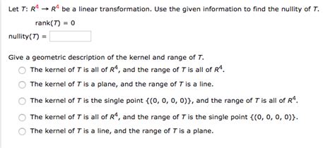 solved let t r4 r4 be a linear transformation use the