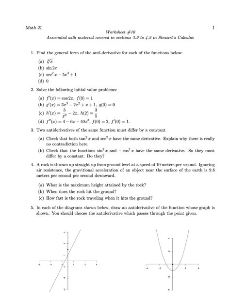 Solved Math 21 Worksheet 10 Associated With Material