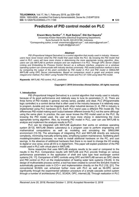Prediction Of Pid Control Model On Plc Pdf