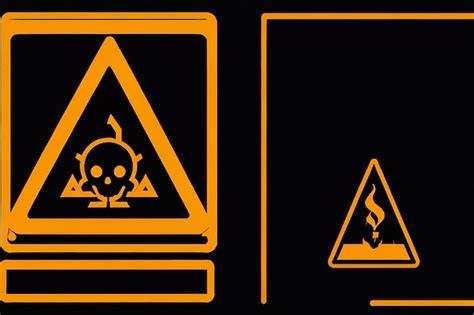 Warning Sign On Black Background Premium Ai Generated Image