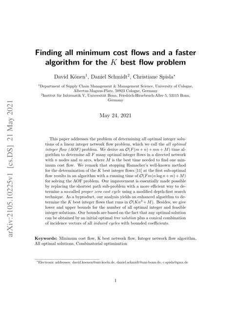 Pdf Finding All Minimum Cost Flows And A Faster Algorithm For The K