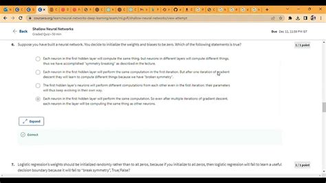 Shallow Neural Networks Coursera Week 3 Quiz Youtube