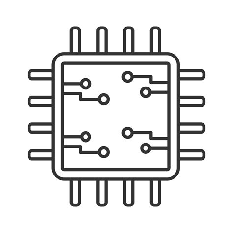 Processor With Electronic Circuits Linear Icon Microprocessor With Microcircuits Chip