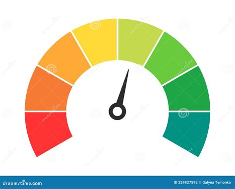 Vector Speedometer Meter With Arrow For Dashboard With Green Yellow