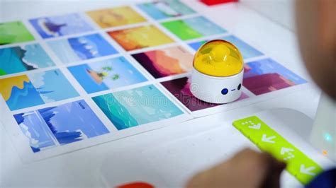 Engineer Programming Educational Robot Using Visual Cards In Slow