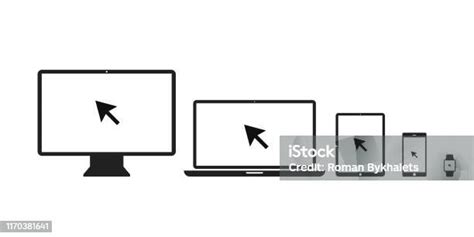 개인 Comouter 노트북 태블릿 스마트 폰과 격리 포인터 또는 커서 아이콘시계 노트북 화면 템플릿 마우스클릭으로 표시합니다