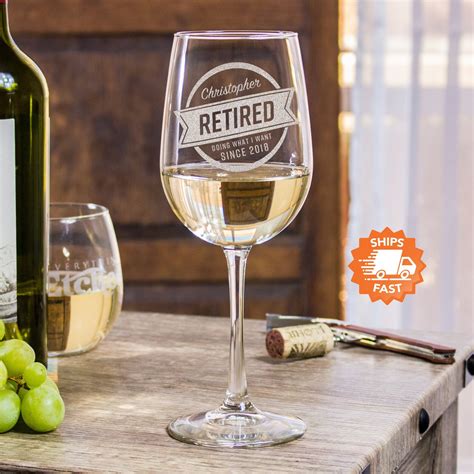Retirement Wine Glass Personalized Wine Glasses For Etsy