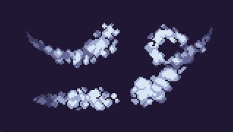 Premium Vector Smoke After Explosion Pixel Art Set Steam Waves And Curves Collection Fog And