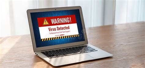 Virus Warning Alert On Computer Screen Detected Modish Cyber Threat Stock Image Image Of Cyber