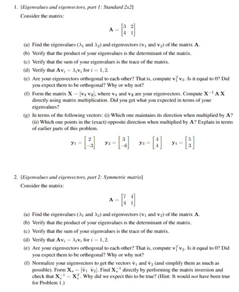 solved 1 [eigenvalues and eigenvectors part 1 standard