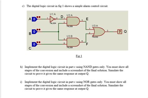 solved c ﻿the digital logic circuit in fig 1 ﻿shows a