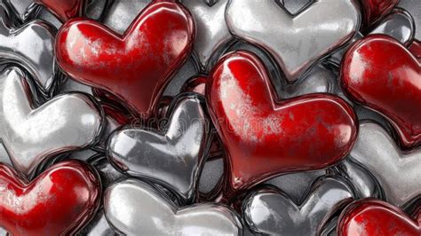 Red And Silver Heart Shaped Objects Stock Illustration Illustration Of Macro Shiny 343962888