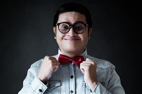 Premium Photo Portrait Of Nerd With Glasses