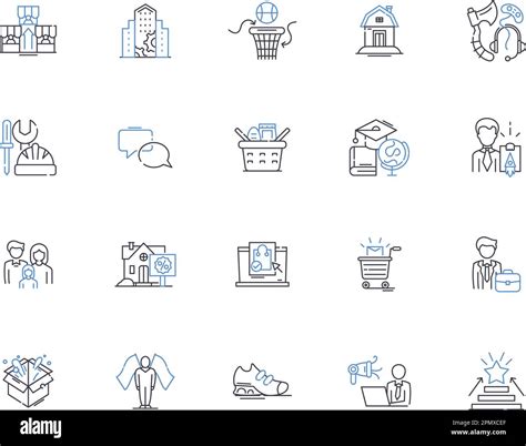City Life Outline Icons Collection Urban Metropolis Bustling Cosmopolitan Commuting