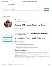 Access SAP HANA Cloud Via Excel Pdf PM Access SAP HANA Cloud Via Excel SAP