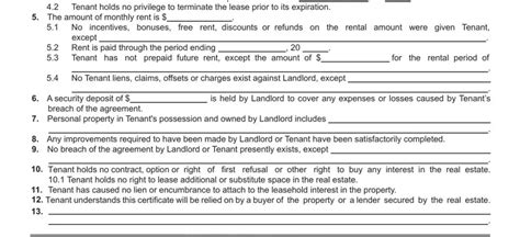 Estoppel Certificate Template