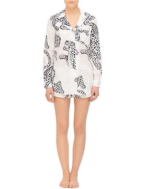 Desmond And Dempsey Womens Signature Long Sleeve Short Pj Set Jag David