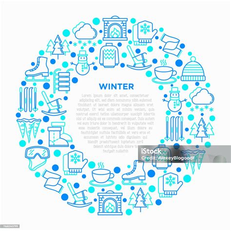 얇은 라인 아이콘원 겨울 개념 벽난로 스케이트 장갑 눈송이 스카프 눈사람 풀오버 썰매 흔들 의자 스키 고드름 벡터 일러스트레이션