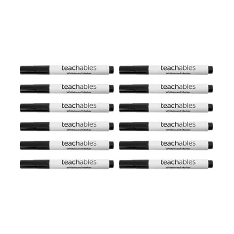 Teachables Whiteboard Markers Chisel Tip Black Pack Of 12