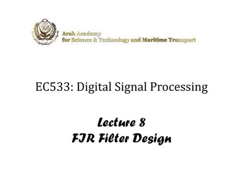Dsp U Lec08 Fir Filter Design Pdf